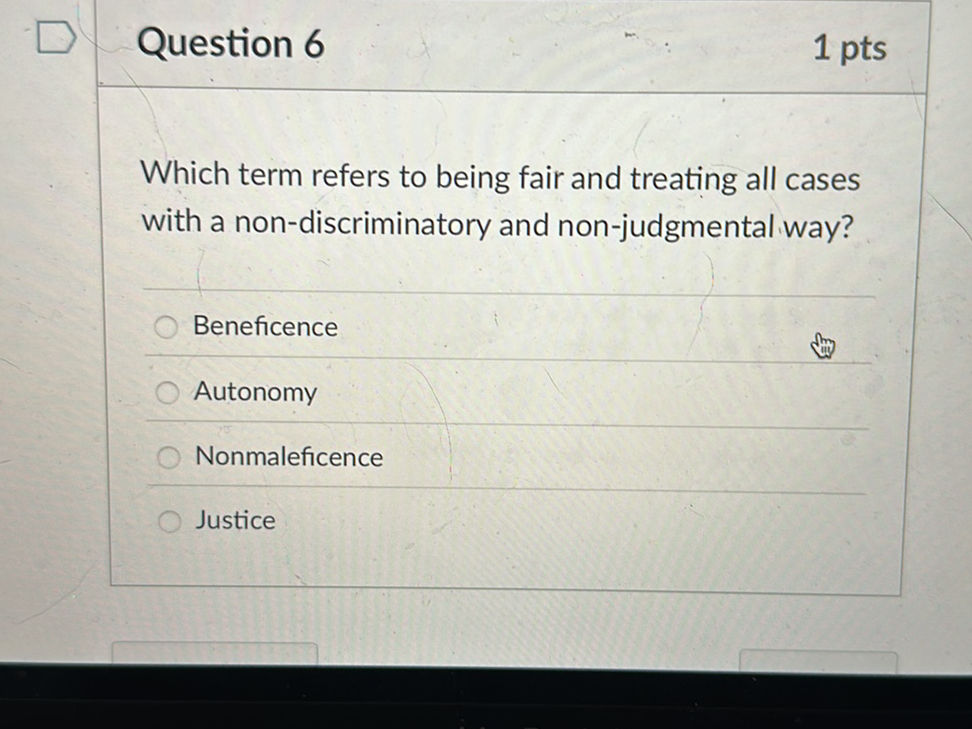 Which term refers to being fair and treating | StudyX