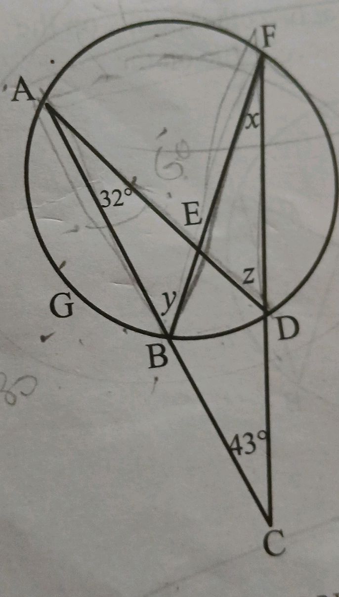 Find the value of x, y, and z. Given: Angle | StudyX