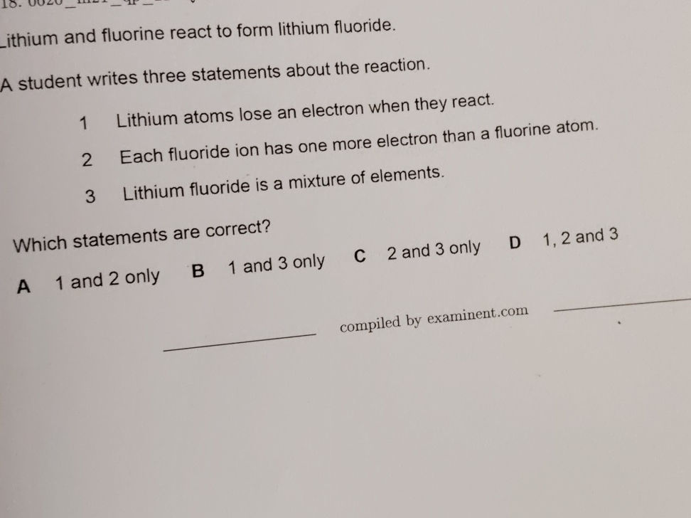 Lithium and fluorine react to form lithium | StudyX