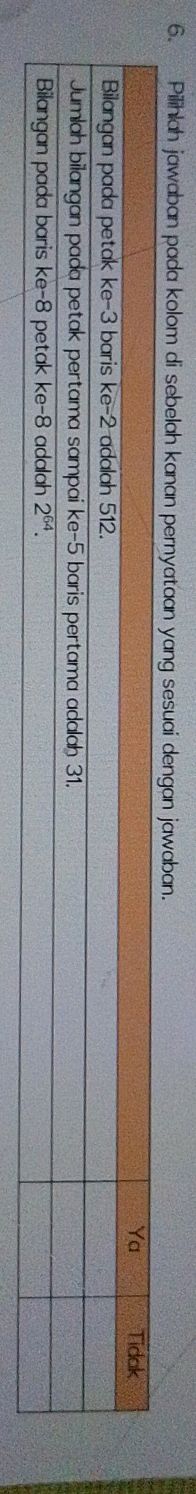 Pilihlah jawaban pada kolom di sebelah kanan | StudyX