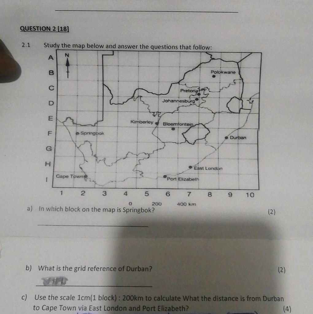2.1 Study the map below and answer the | StudyX