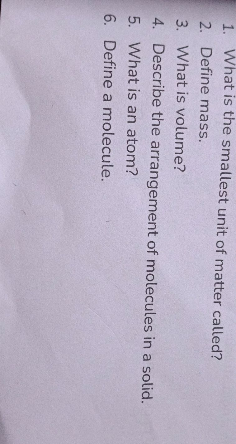 1. What is the smallest unit of matter | StudyX
