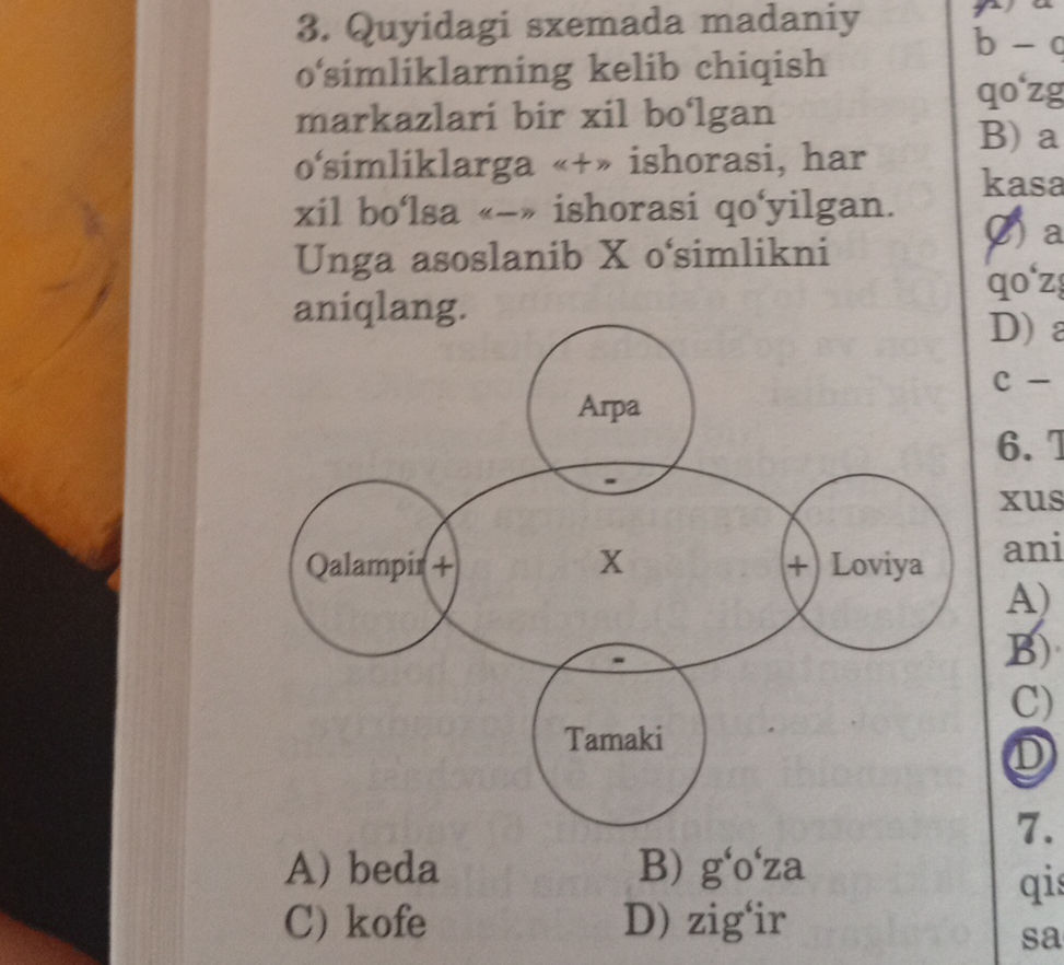 3. Quyidagi sxemada madaniy o'simliklarning | StudyX