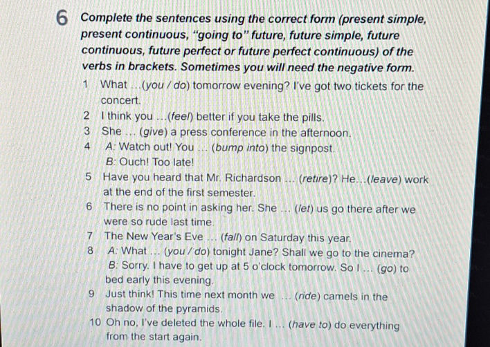 6 Complete the sentences using the correct | StudyX