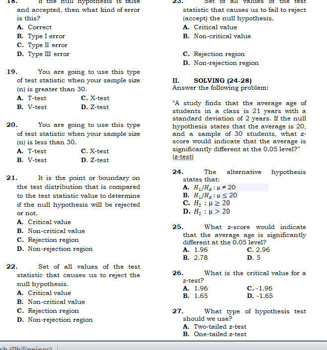 18. If the null hypothesis is false and | StudyX