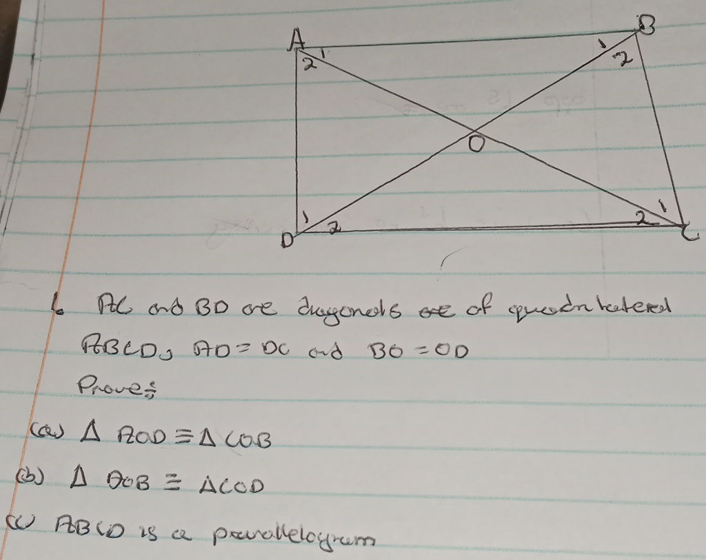 6. AC and BD are diagonals of quadrilateral | StudyX