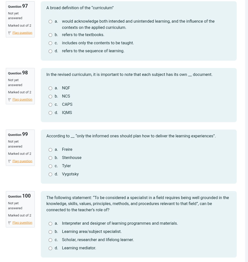 Question 97 A broad definition of the | StudyX