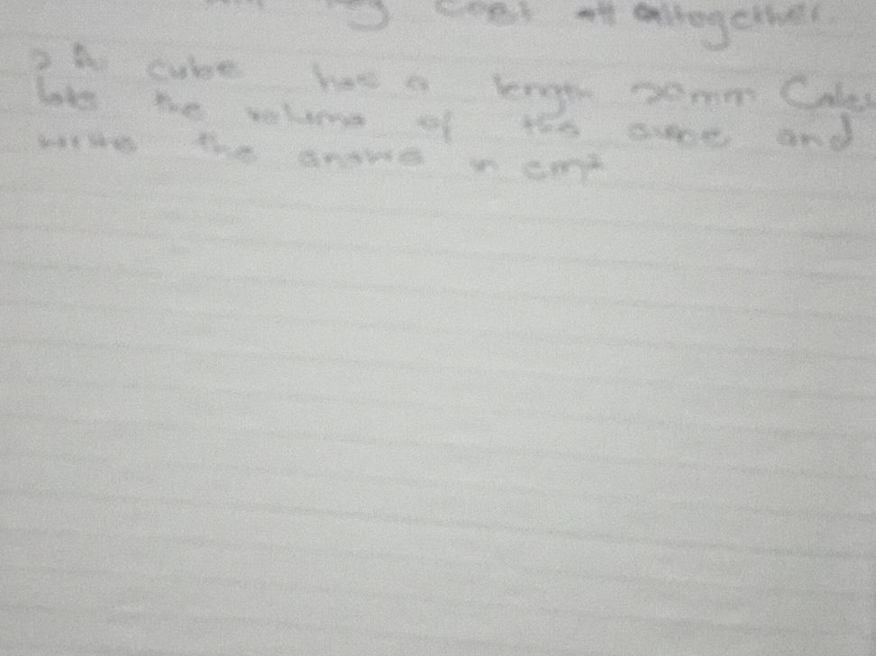 3. A cube has a length 20mm. Calculate the | StudyX