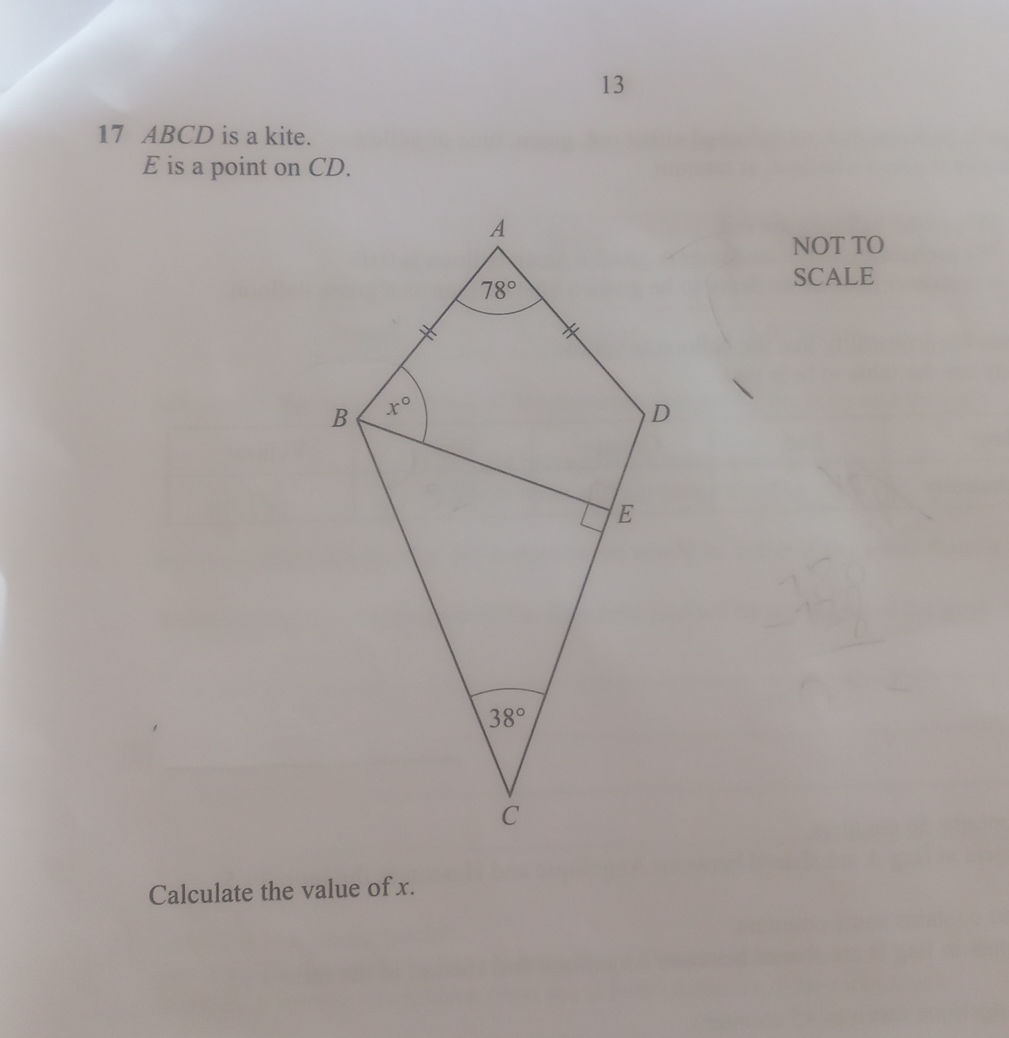 17 *ABCD* is a kite. *E* is a point on *CD*. | StudyX