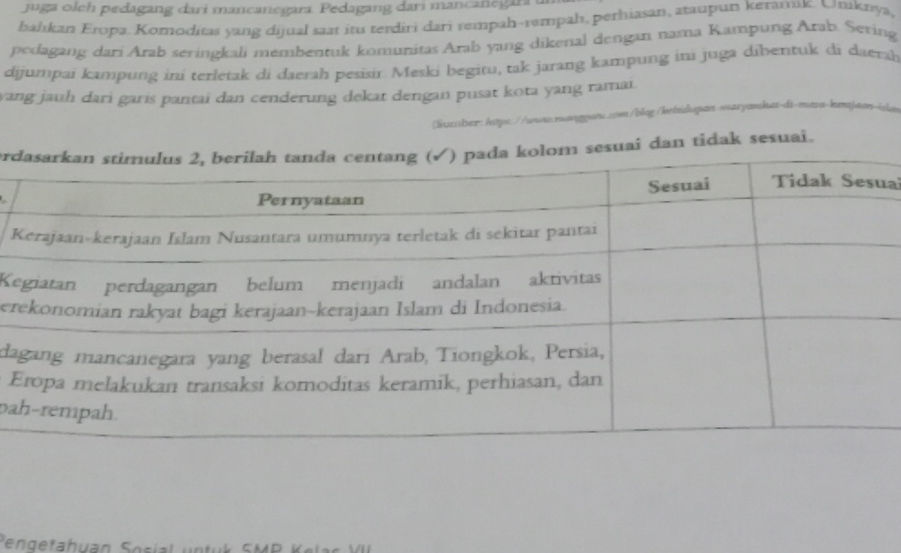 Berdasarkan stimulus 2, berilah tanda | StudyX