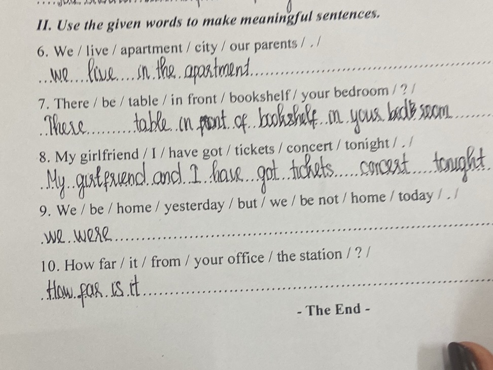 II. Use the given words to make meaningful | StudyX