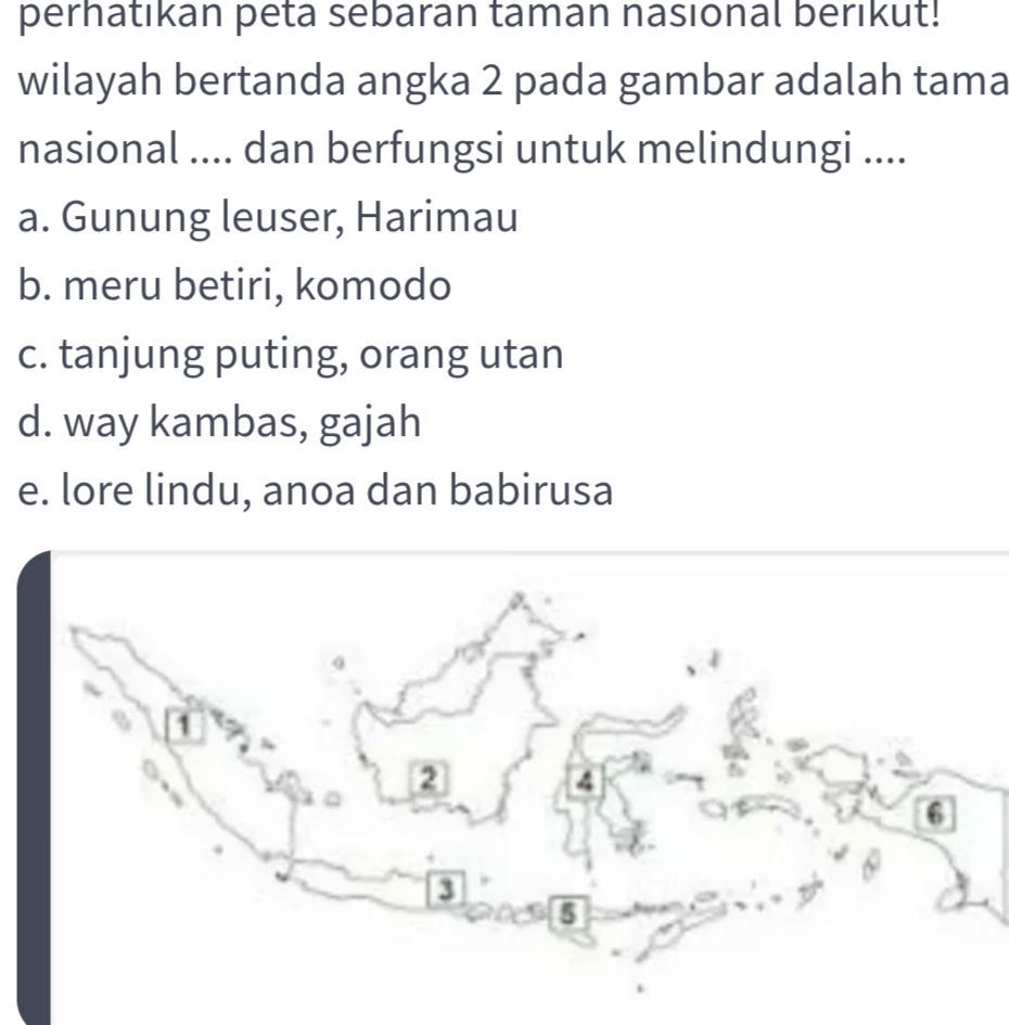 perhatikan peta sebaran taman nasional | StudyX