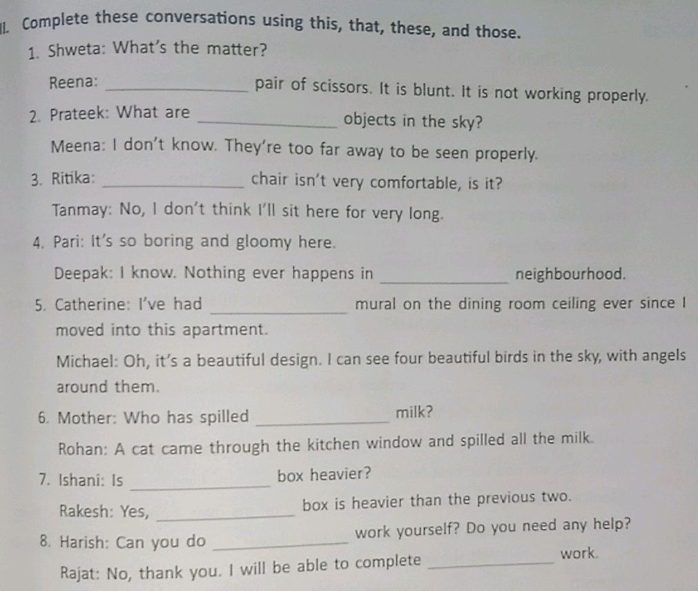 1. Complete these conversations using this, | StudyX