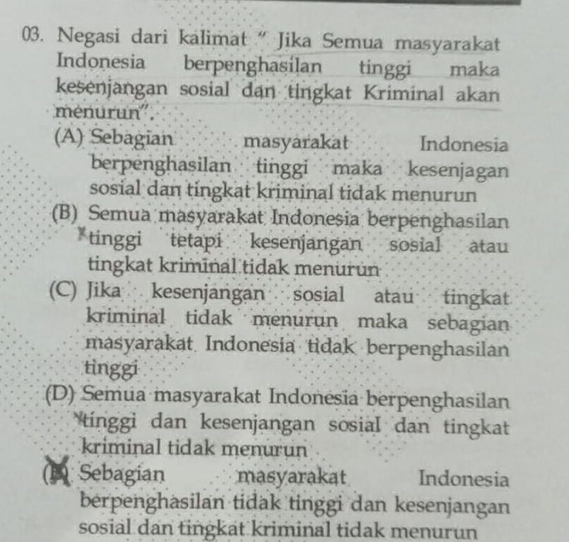 03. Negasi dari kalimat " Jika Semua | StudyX