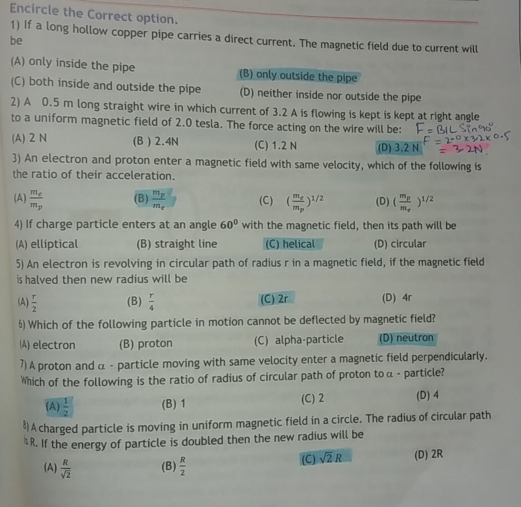 Encircle the Correct option. 1) If a long | StudyX