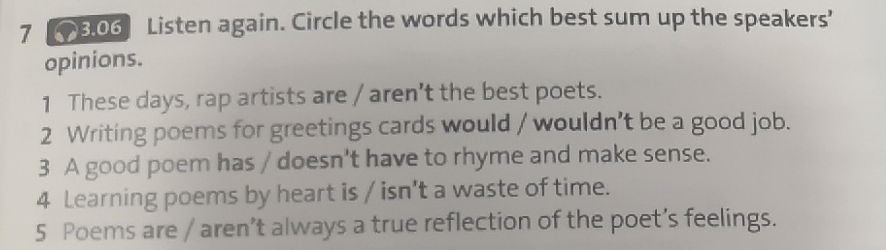 Listen again. Circle the words which best | StudyX