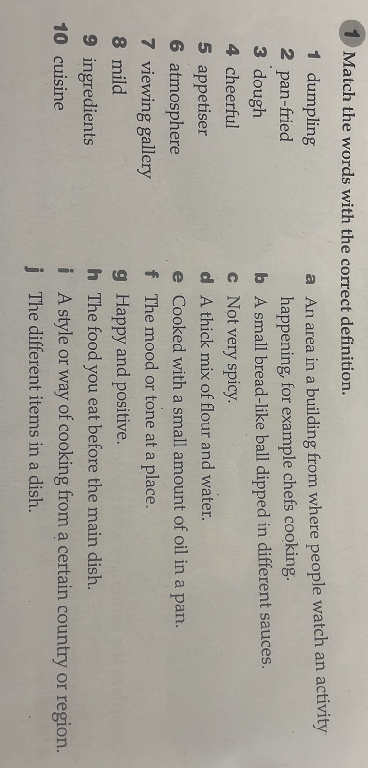 1 Match the words with the correct | StudyX