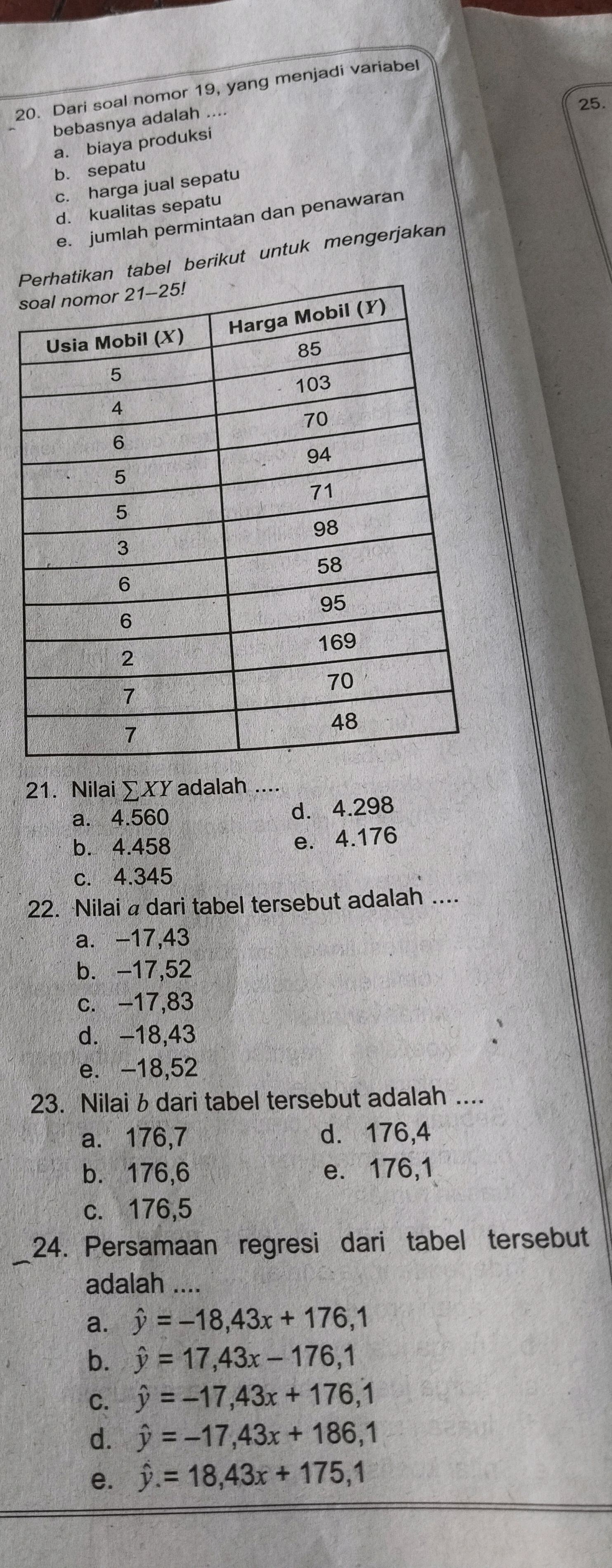 20. Dari soal nomor 19, yang menjadi | StudyX