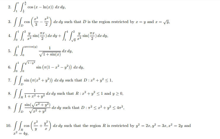 2. $ _1^e _1^y (x - (x)) \, dx \, dy$ 3. | StudyX