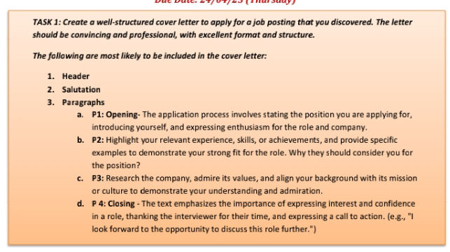 TASK 1: Create a well-structured cover | StudyX