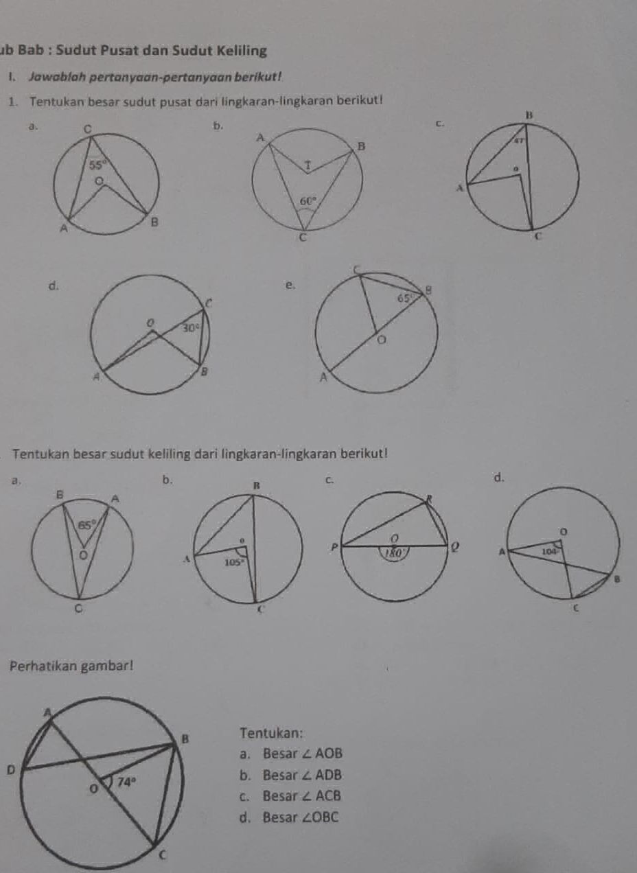 1. Tentukan besar sudut pusat dari | StudyX