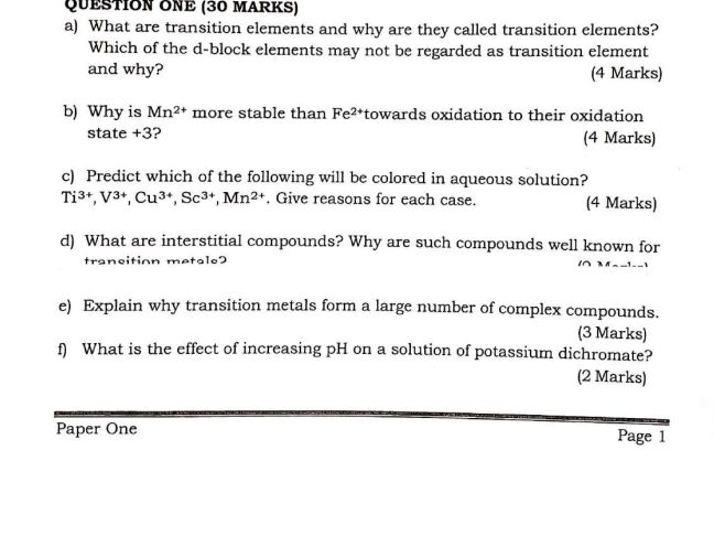 a) What are transition elements and why are | StudyX