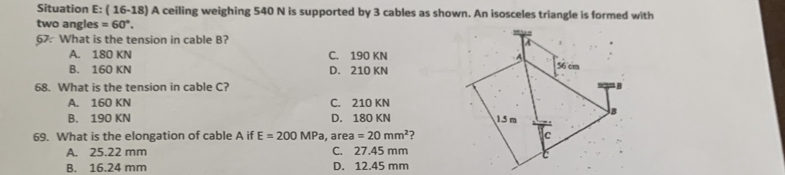 Situation E: (16-18) A ceiling weighing 540 | StudyX