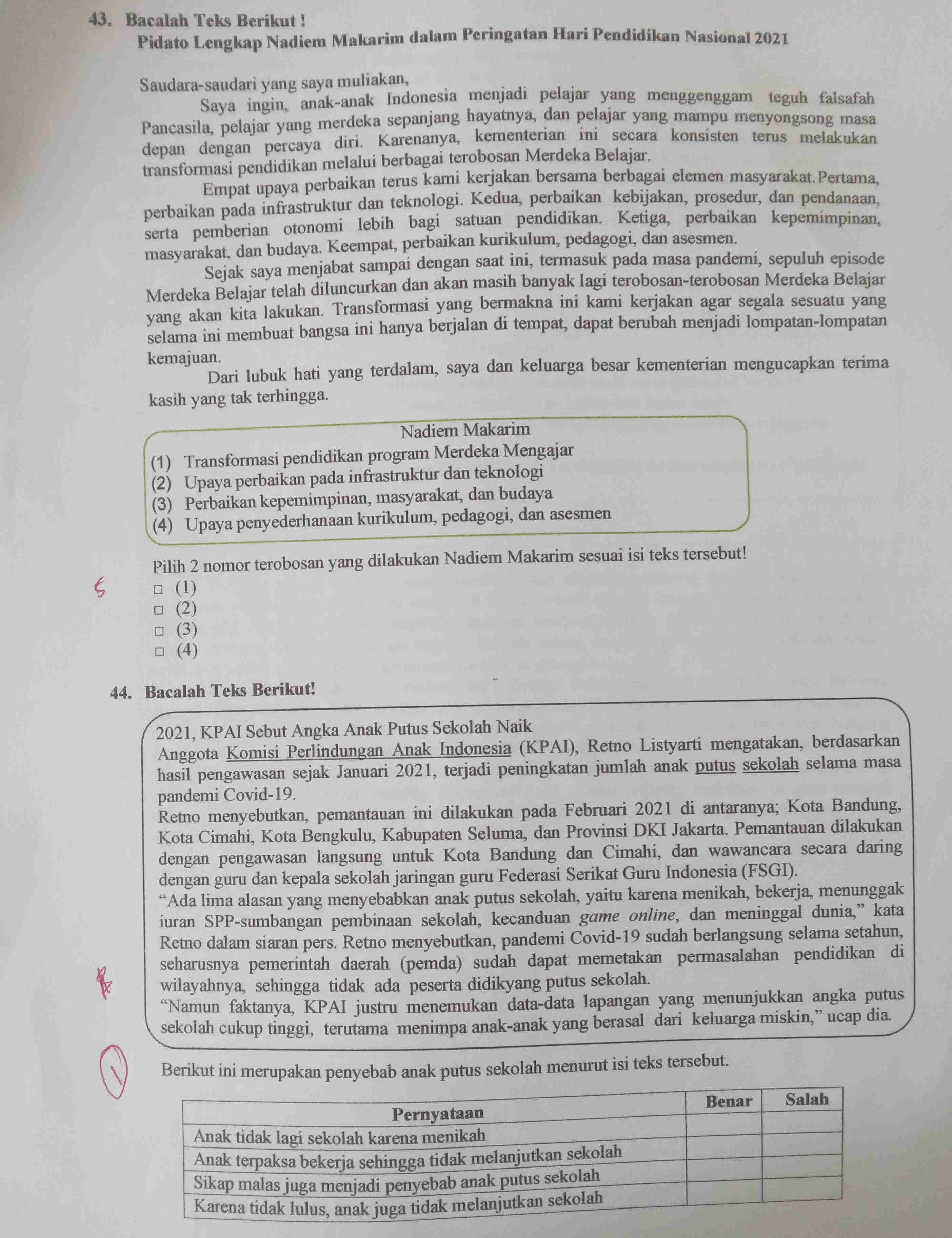 43. Bacalah Teks Berikut! (1) Transformasi | StudyX