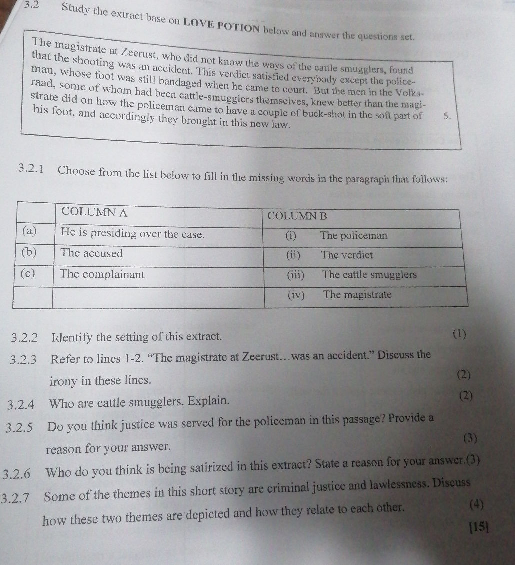 3.2 Study the extract base on LOVE POTION | StudyX