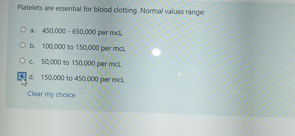 Platelets are essential for blood clotting. | StudyX