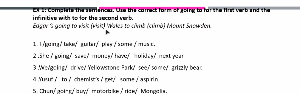 EX 1: Complete the sentences. Use the | StudyX