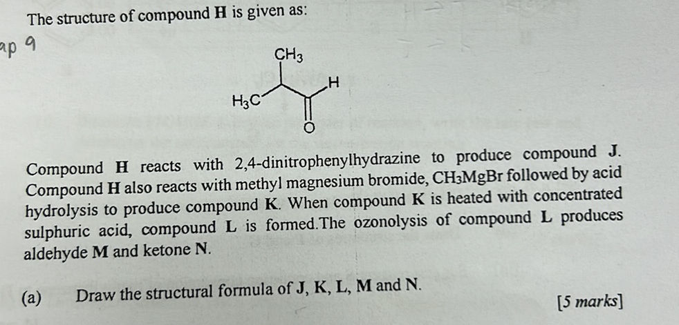 The structure of compound H is given as: | StudyX