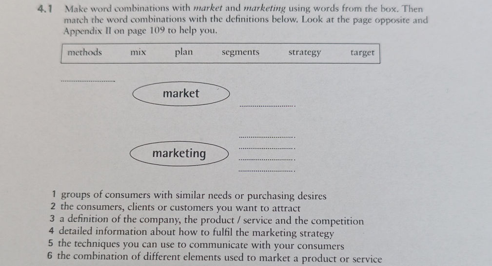 4.1 Make word combinations with market and | StudyX