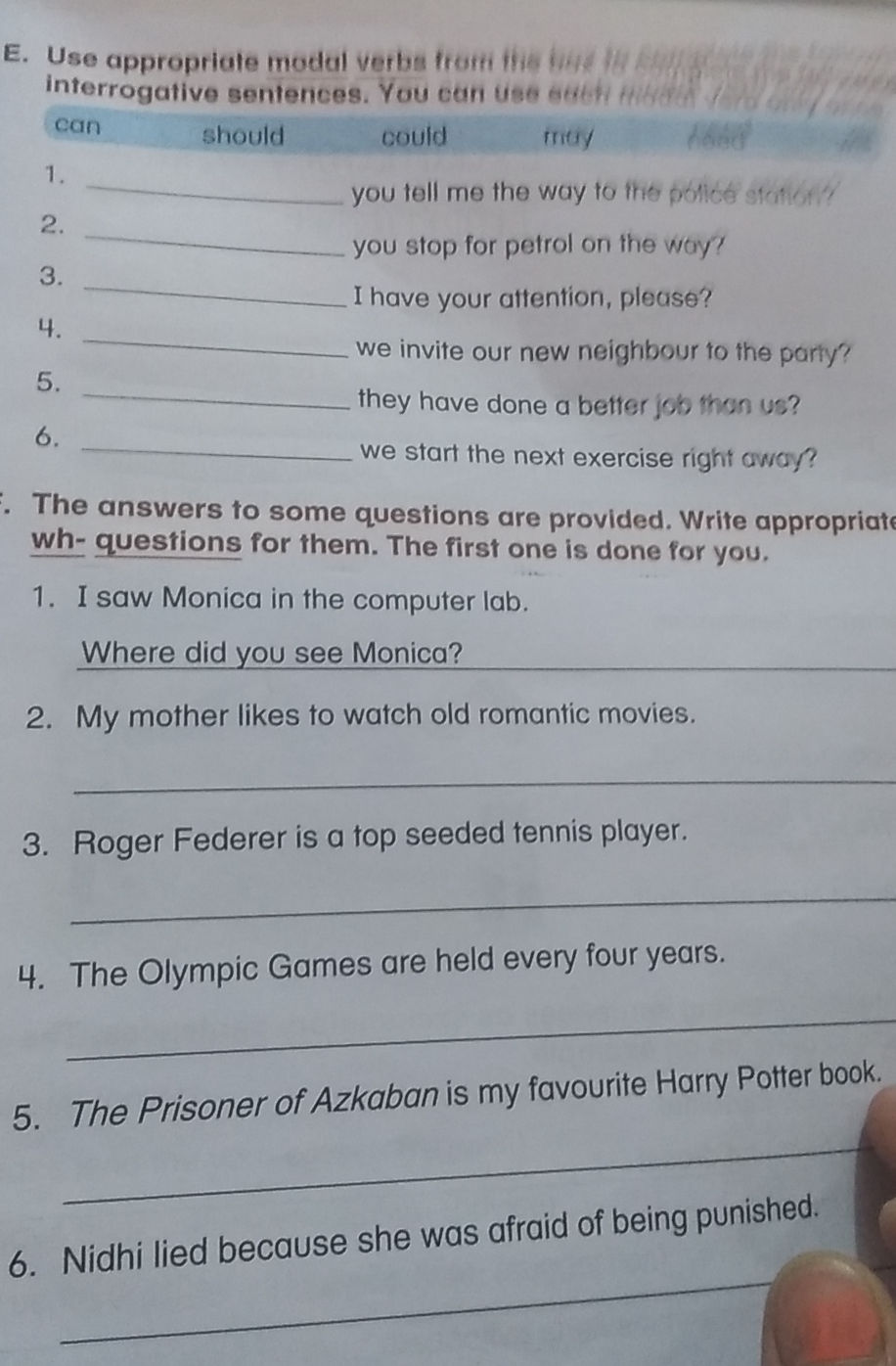 E. Use appropriate modal verbs from the box | StudyX