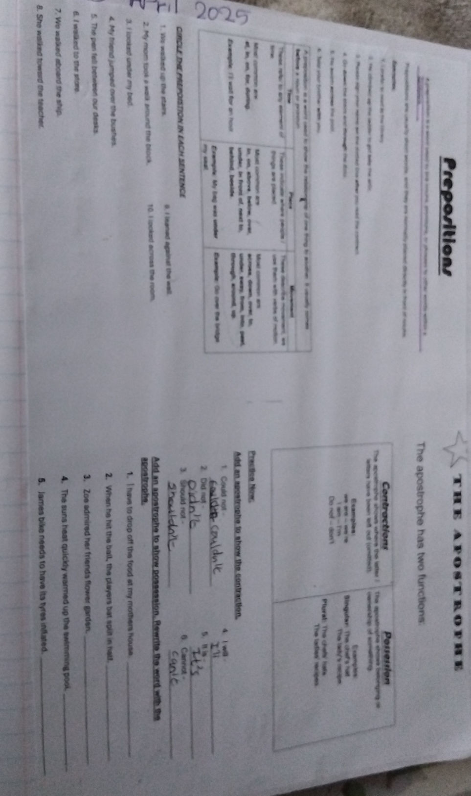 CIRCLE THE PREPOSITION IN EACH SENTENCE 1. | StudyX