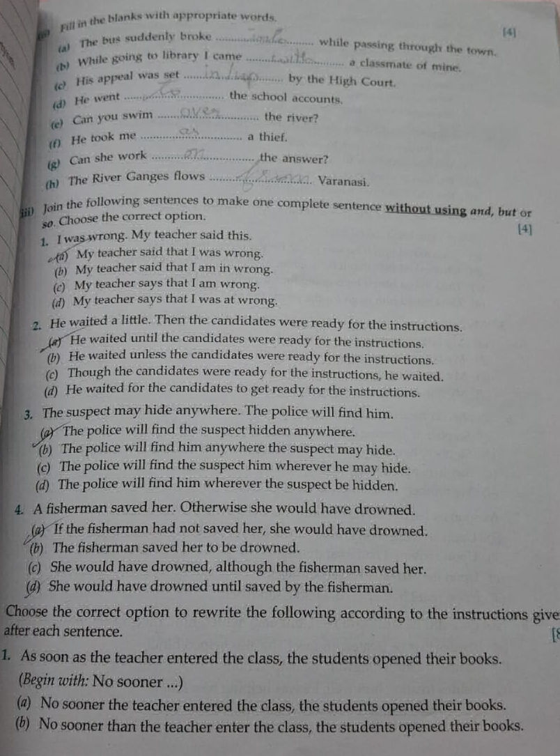 Fill in the blanks with appropriate words. | StudyX