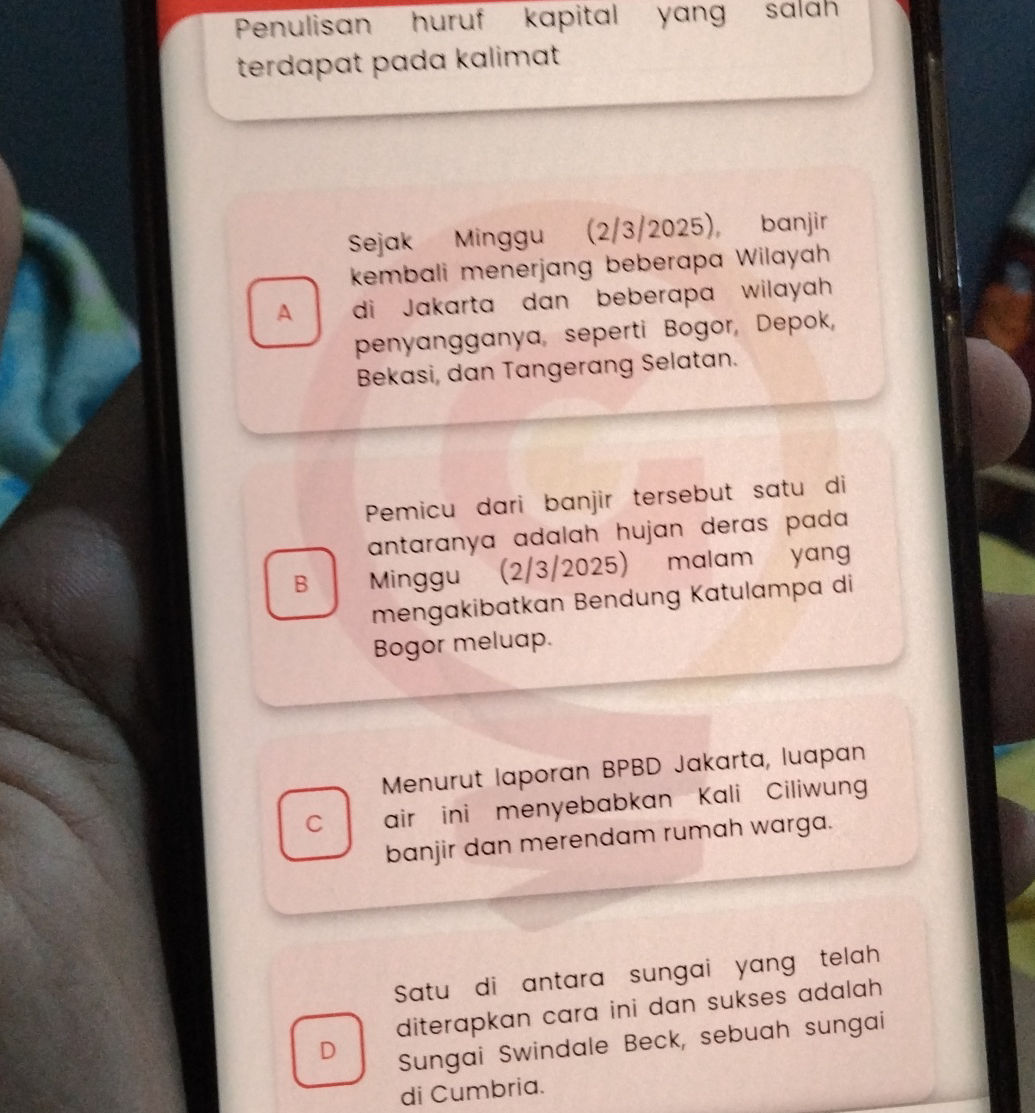 Penulisan huruf kapital yang salah terdapat | StudyX