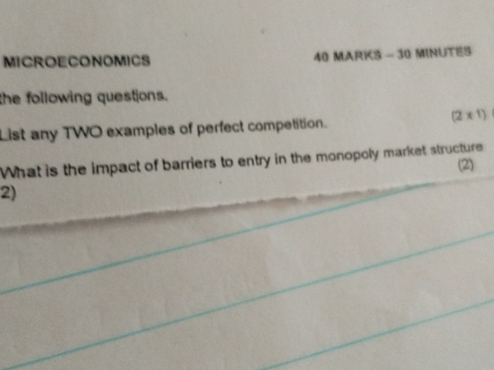 List any TWO examples of perfect | StudyX