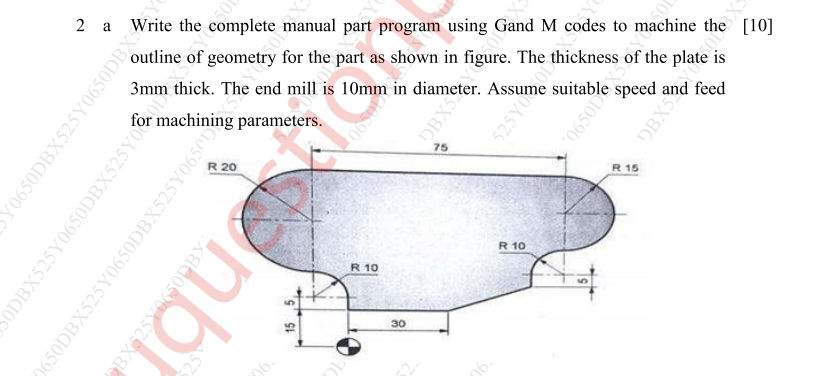 Write the complete manual part program using | StudyX