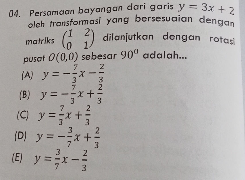 04. Persamaan bayangan dari garis $y = 3x + | StudyX