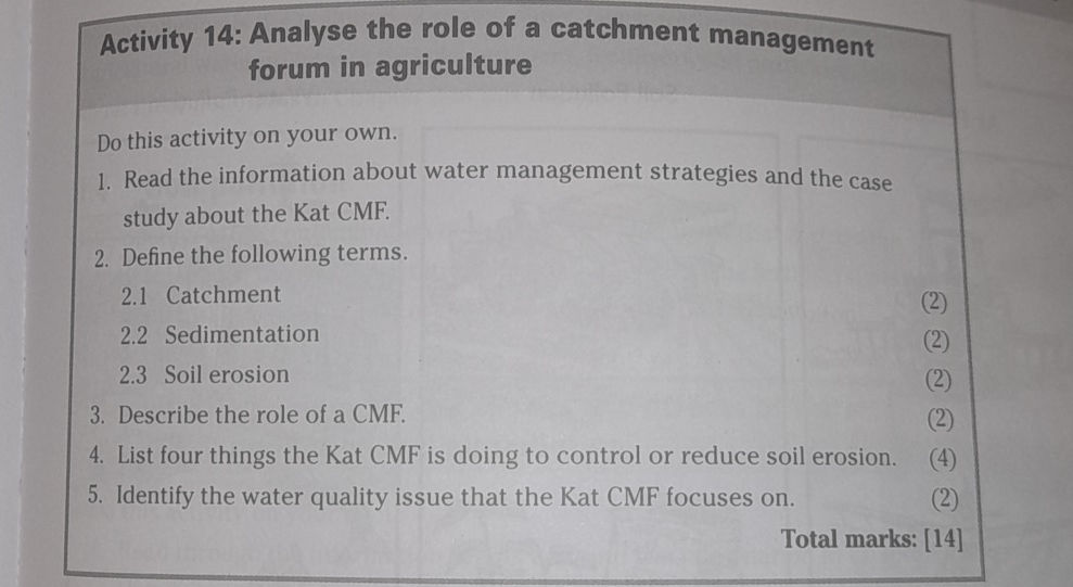 Activity 14: Analyse the role of a catchment | StudyX