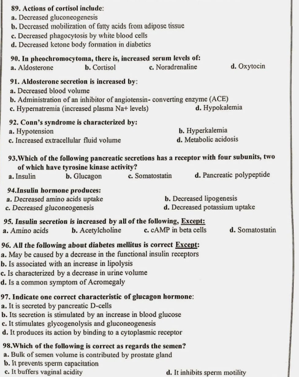 89. Actions of cortisol include: a. | StudyX