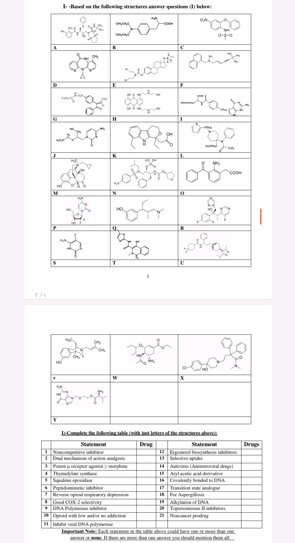 I - Based on the following structures answer | StudyX