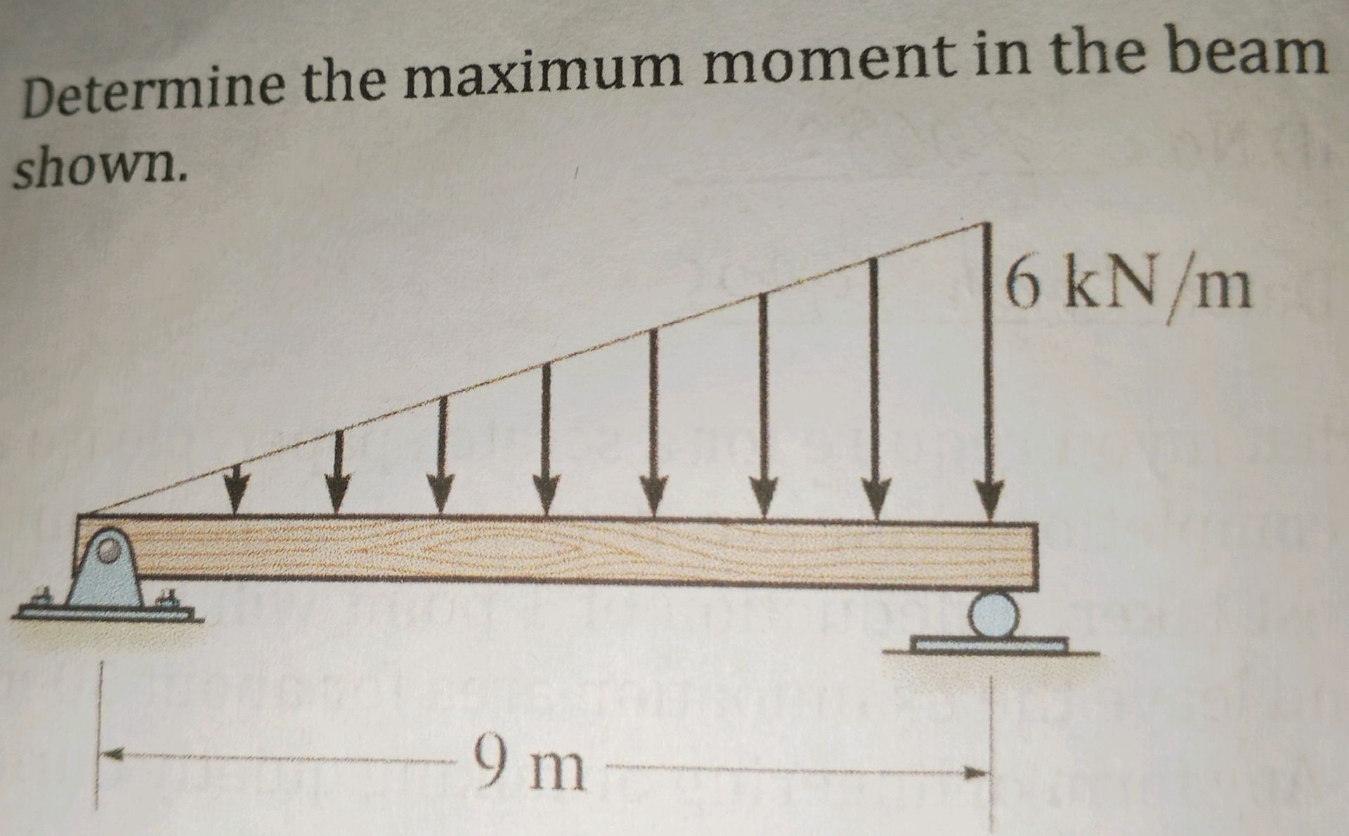 Determine the maximum moment in the beam | StudyX