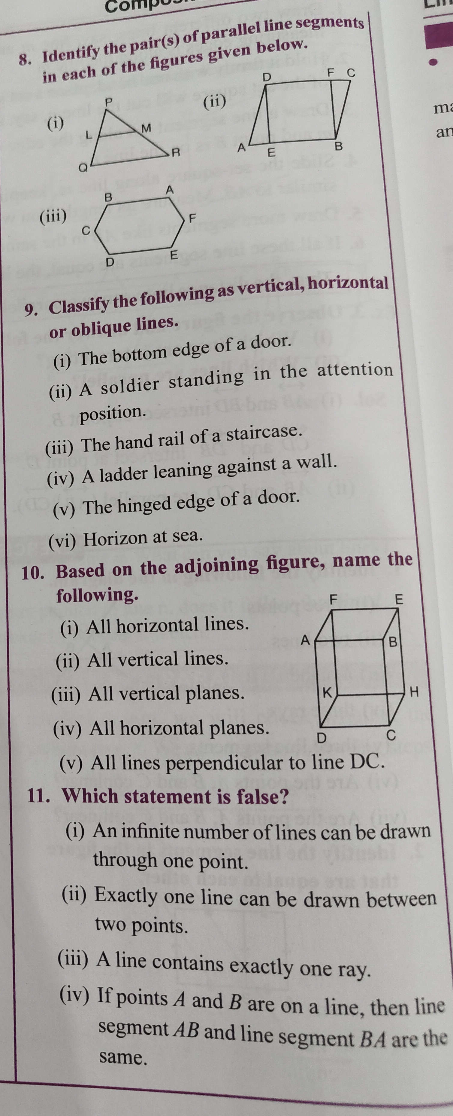 8. Identify the pair(s) of parallel line | StudyX
