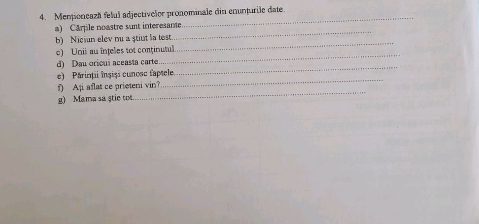 4. Menționează felul adjectivelor | StudyX
