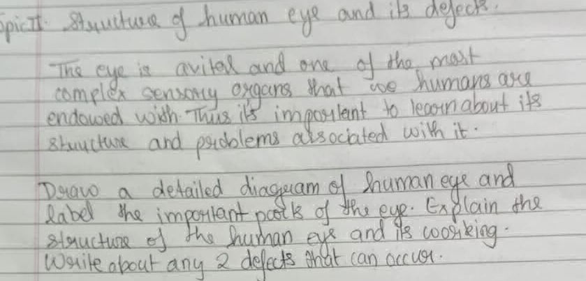 Draw a detailed diagram of human eye and | StudyX