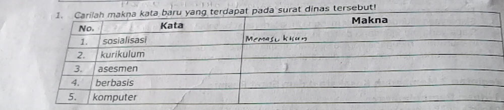 1. Carilah makna kata baru yang terdapat | StudyX