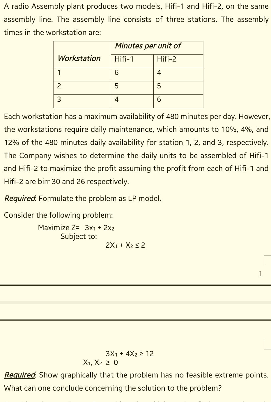 A radio Assembly plant produces two models, | StudyX