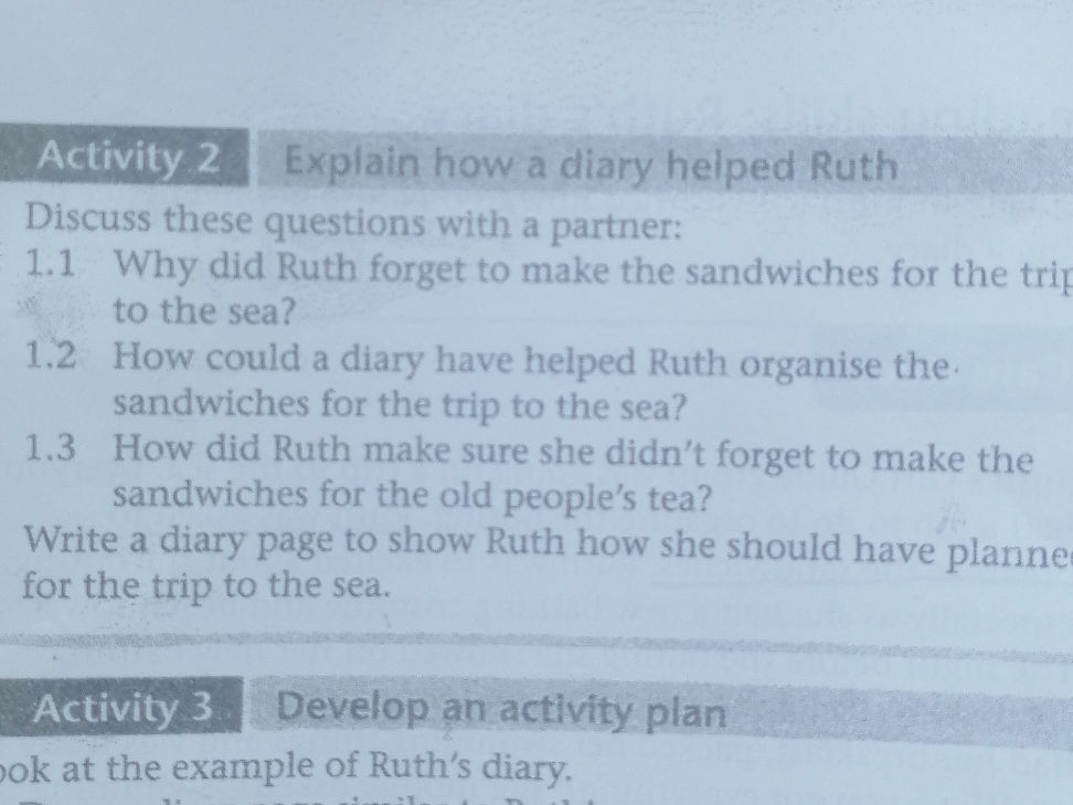 Activity 2 Explain how a diary helped Ruth | StudyX